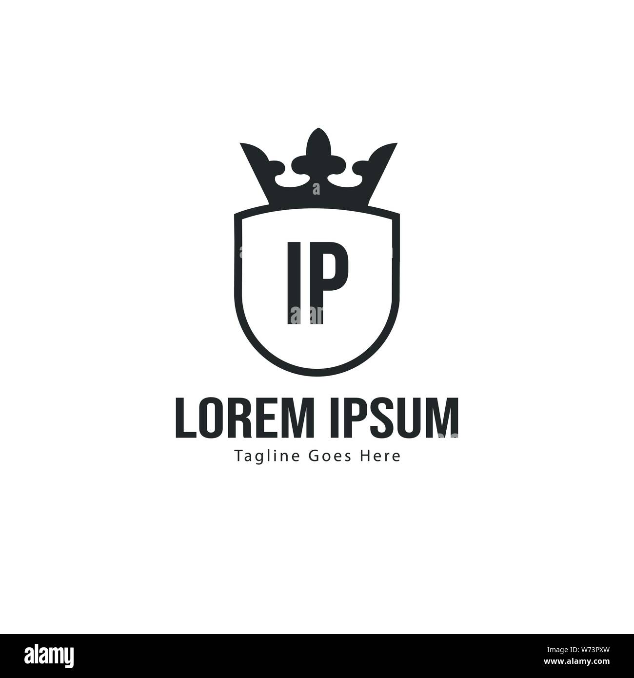 Initial IP logo template with modern frame. Minimalist IP letter logo ...