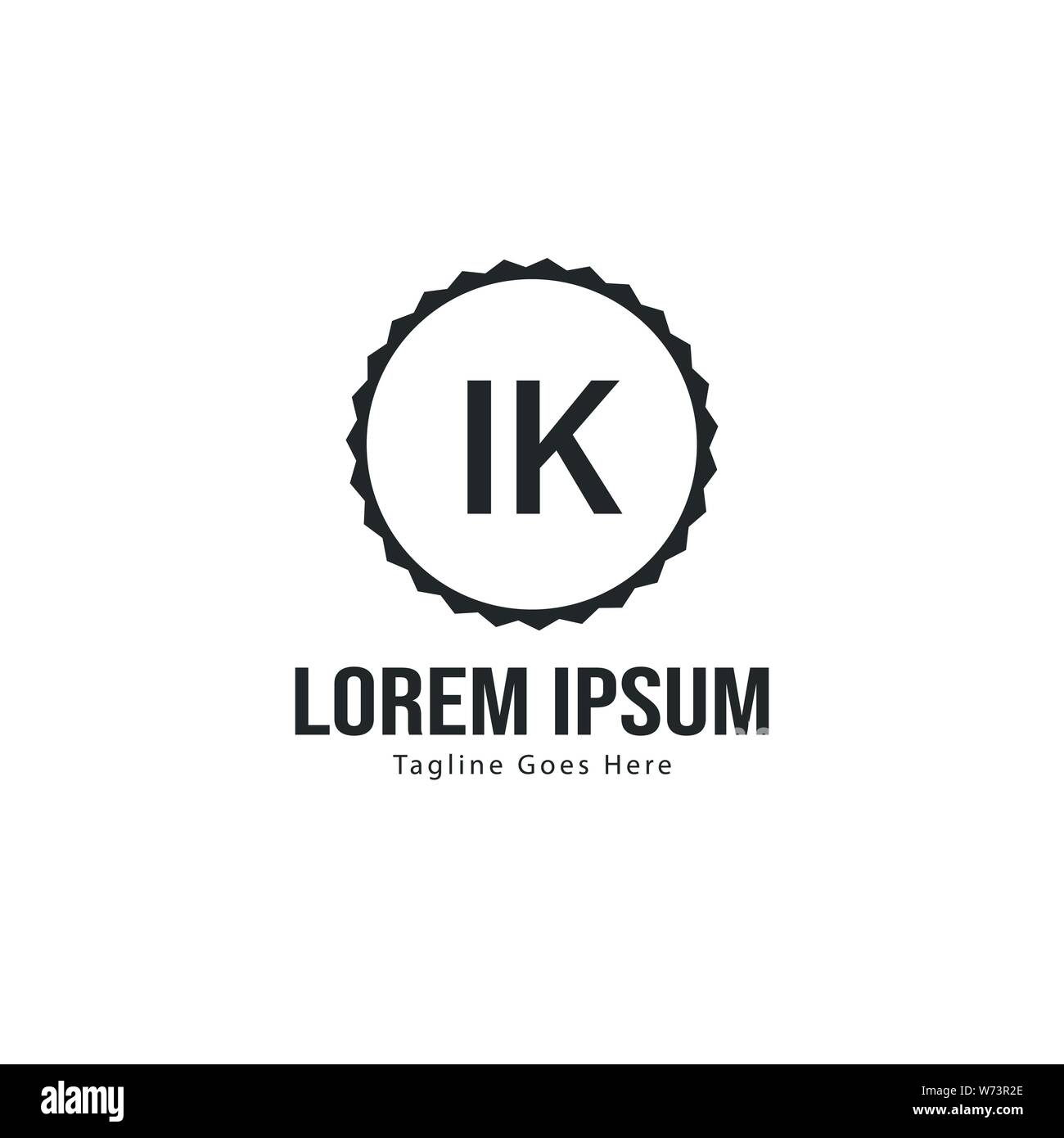 Initial IK logo template with modern frame. Minimalist IK letter logo ...