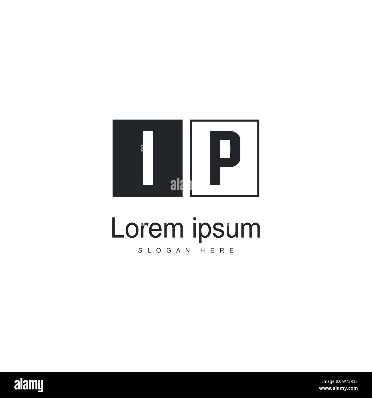 Initial IP logo template with modern frame. Minimalist IP letter logo ...