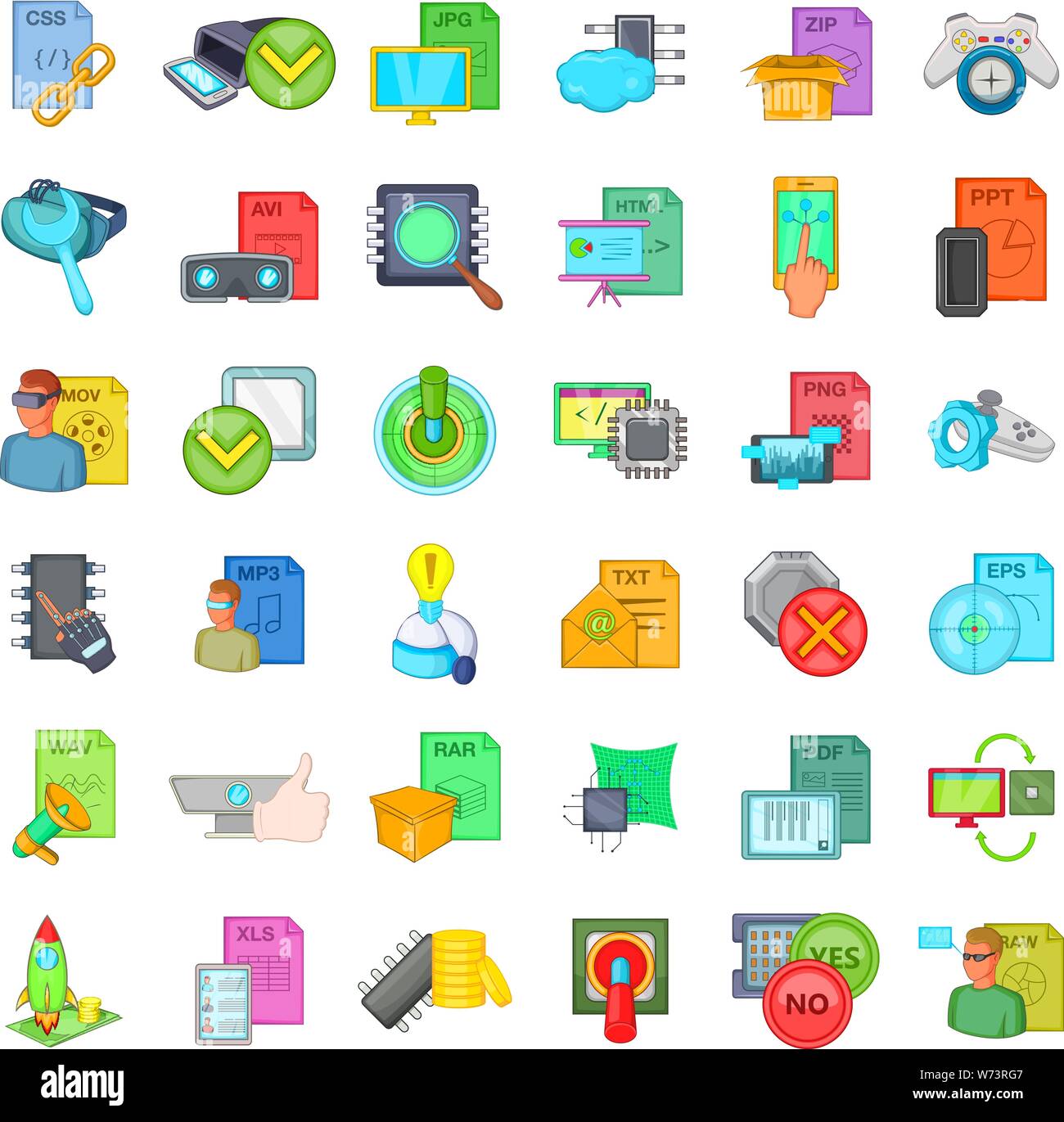 Cyber information icons set, cartoon style Stock Vector Image & Art - Alamy
