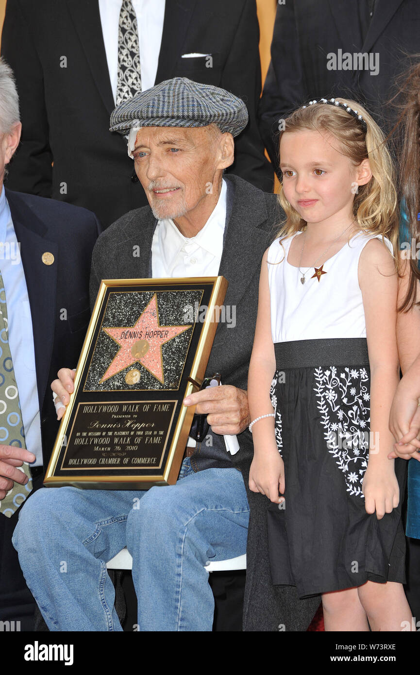 LOS ANGELES, CA. March 26, 2010: Actor Dennis Hopper & daughter Galen ...