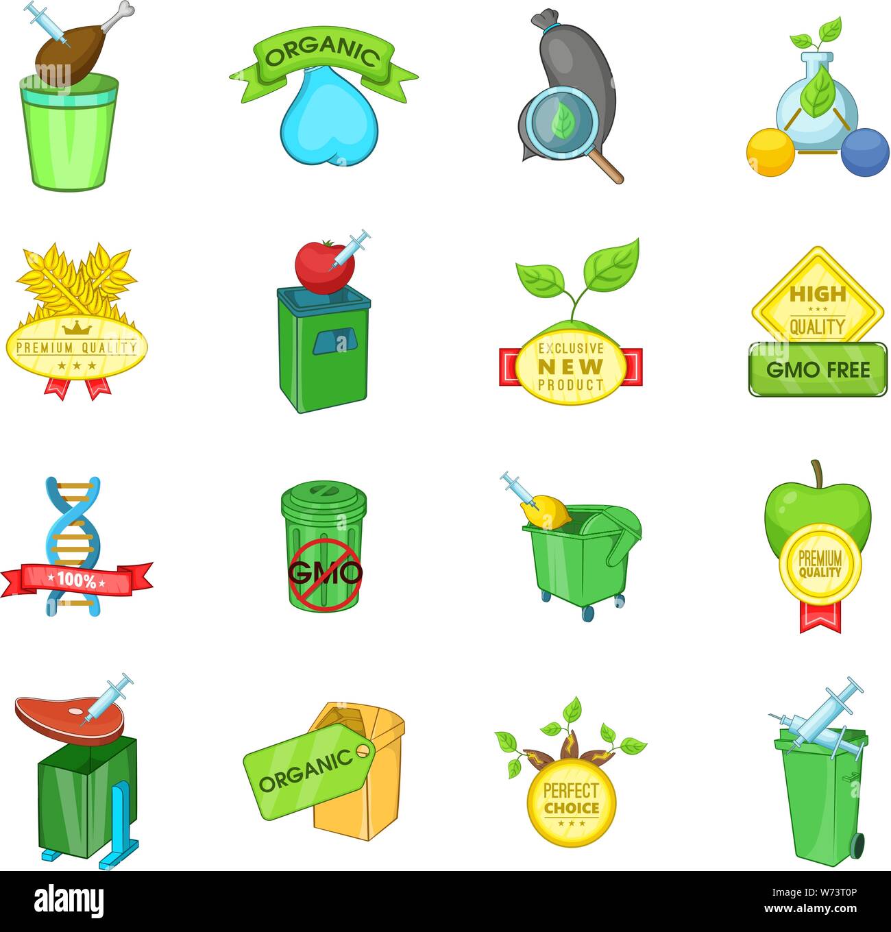 ECO GMO icons set, cartoon style Stock Vector Image & Art - Alamy