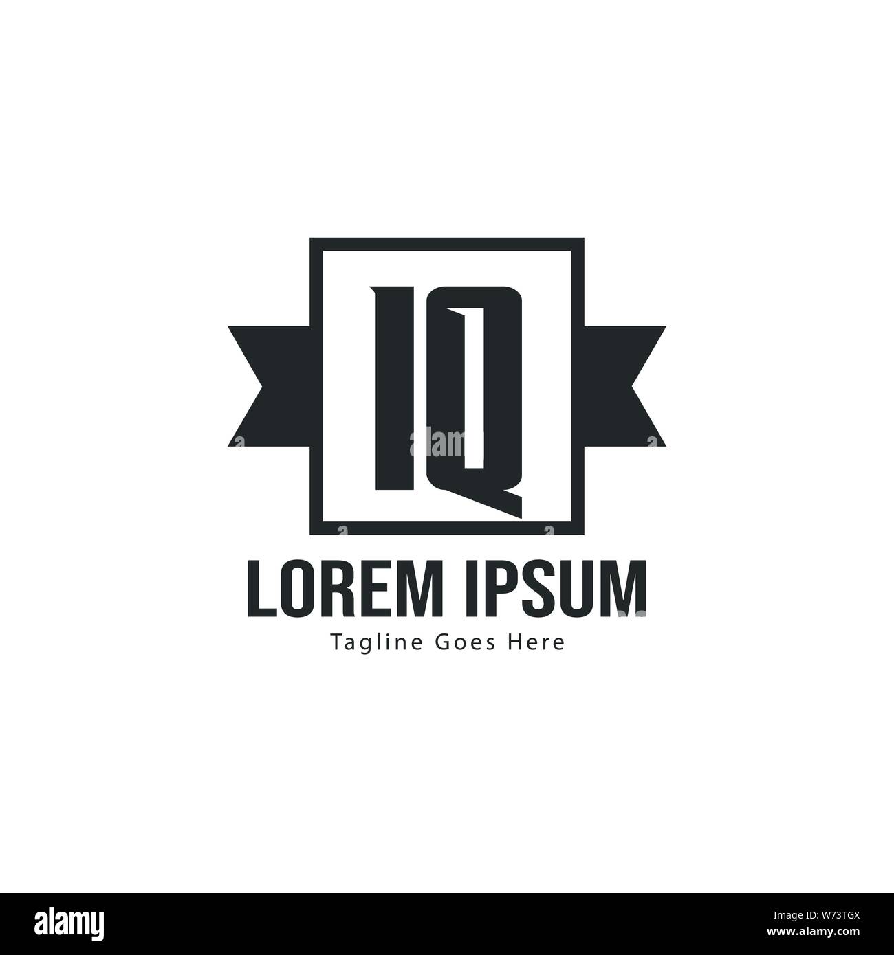 Initial IQ logo template with modern frame. Minimalist IQ letter logo ...