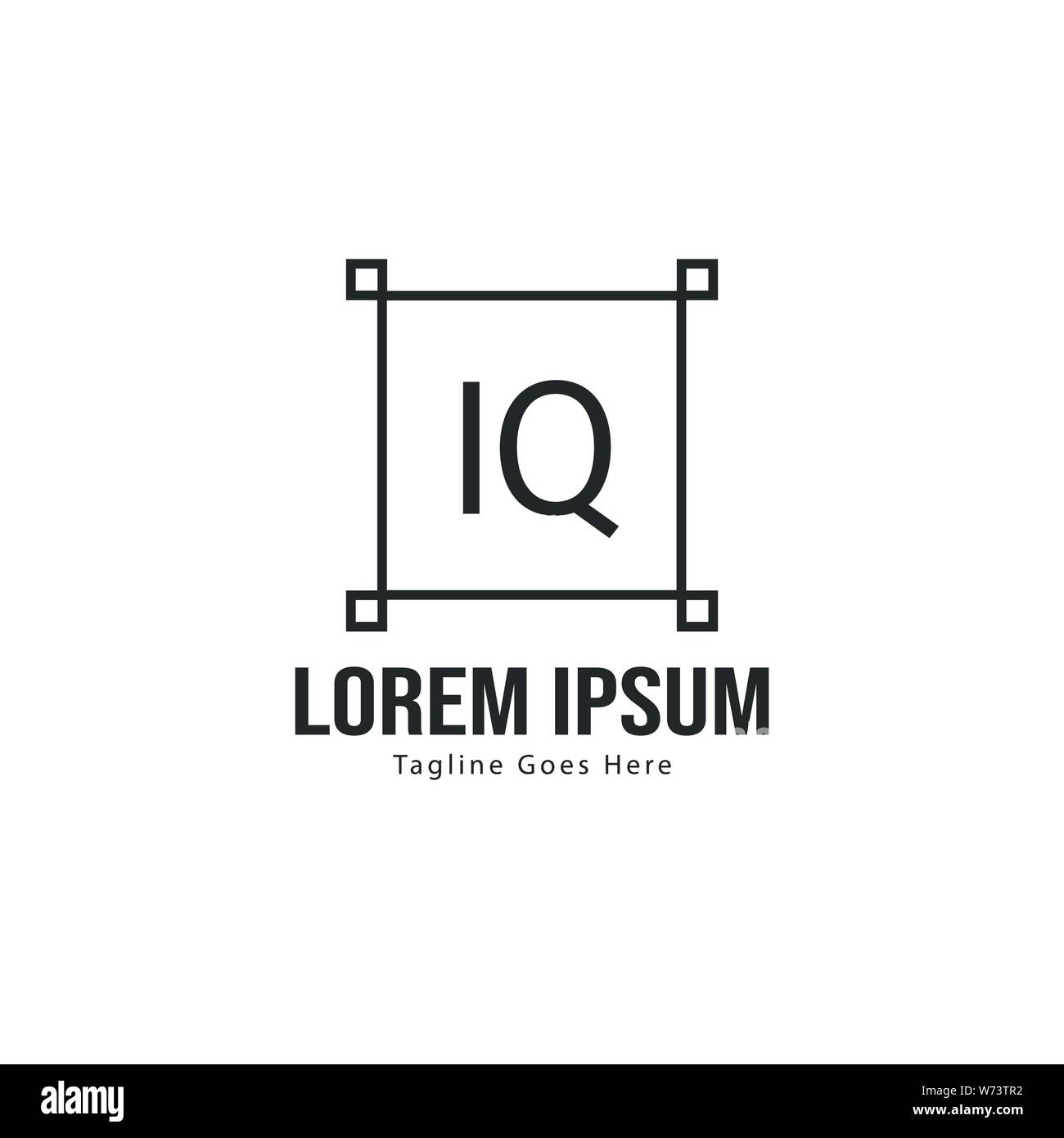Initial IQ logo template with modern frame. Minimalist IQ letter logo ...