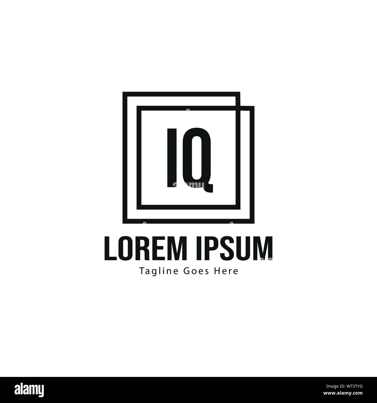Initial IQ logo template with modern frame. Minimalist IQ letter logo ...