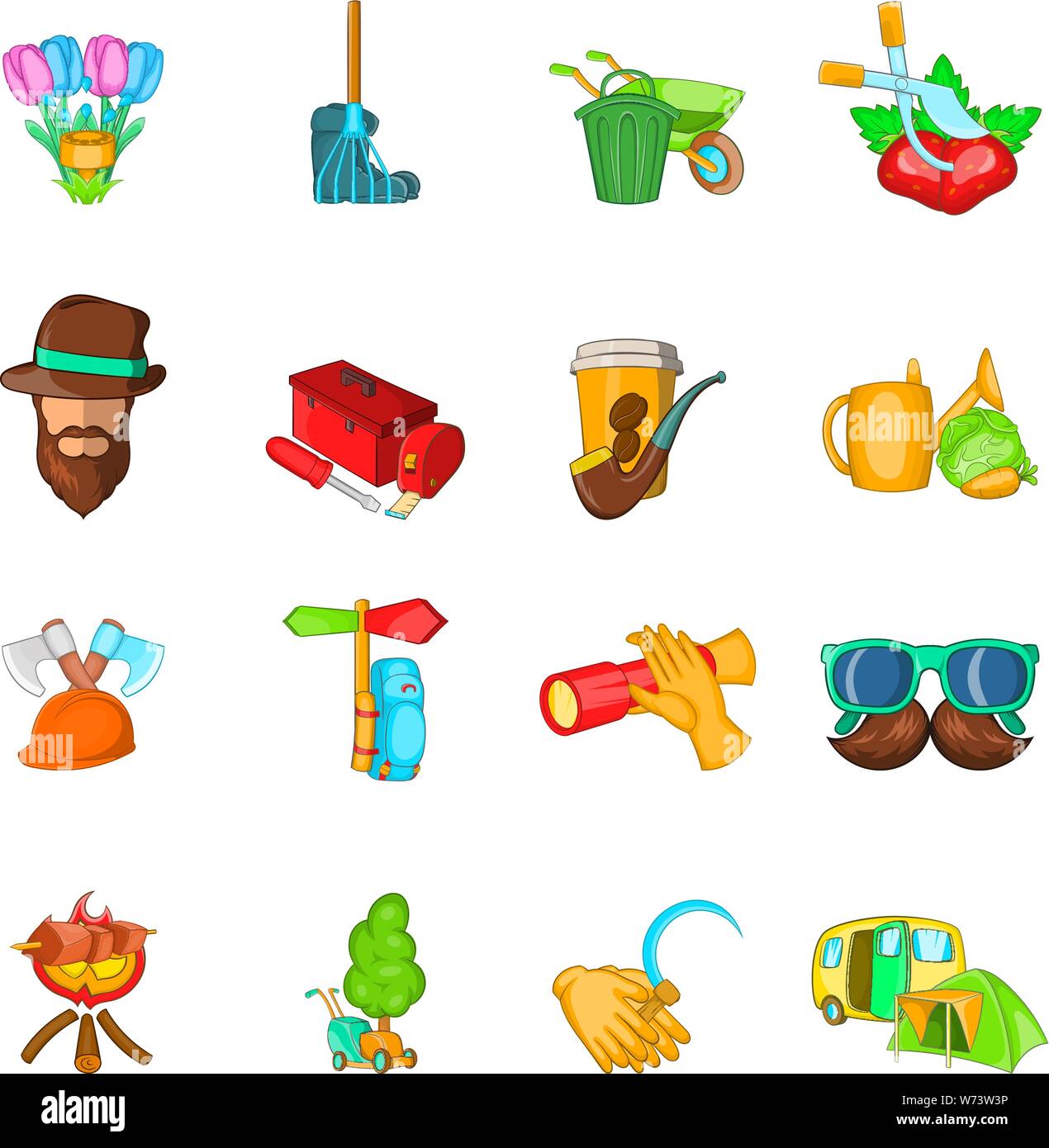 Outdoor icons set, cartoon style Stock Vector Image & Art - Alamy