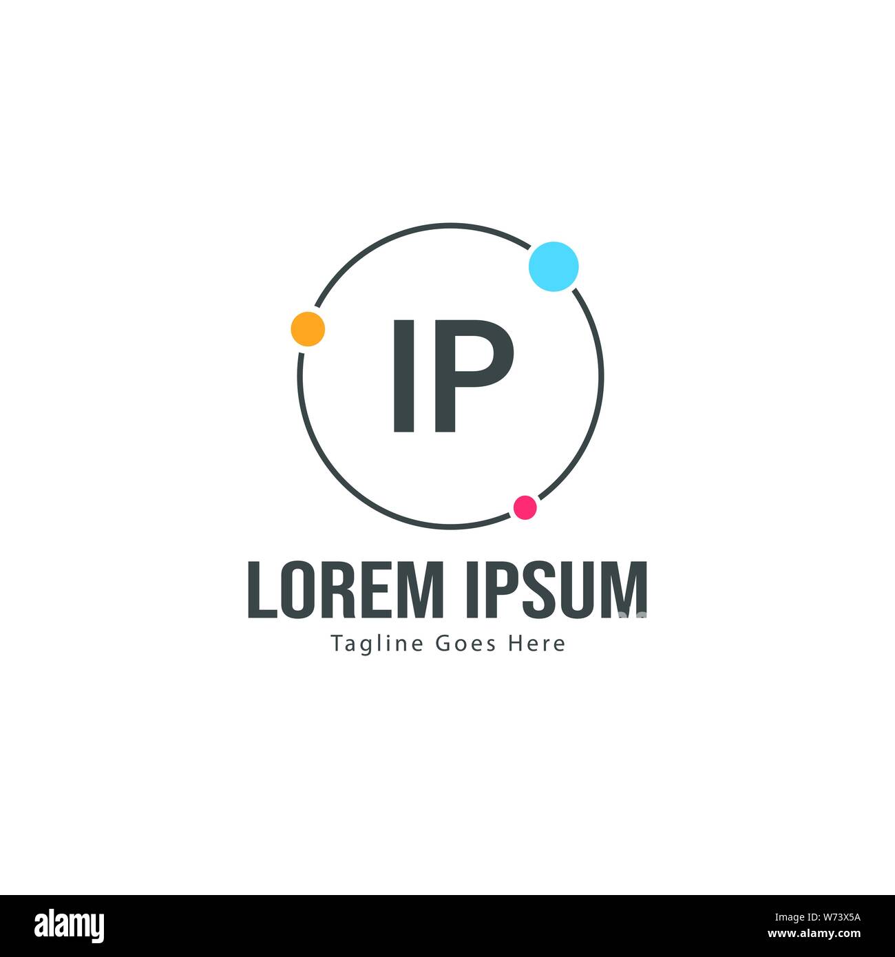 Initial IP logo template with modern frame. Minimalist IP letter logo ...