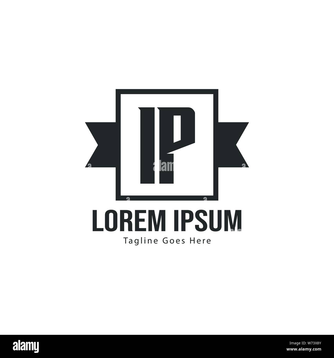 Initial IP logo template with modern frame. Minimalist IP letter logo ...