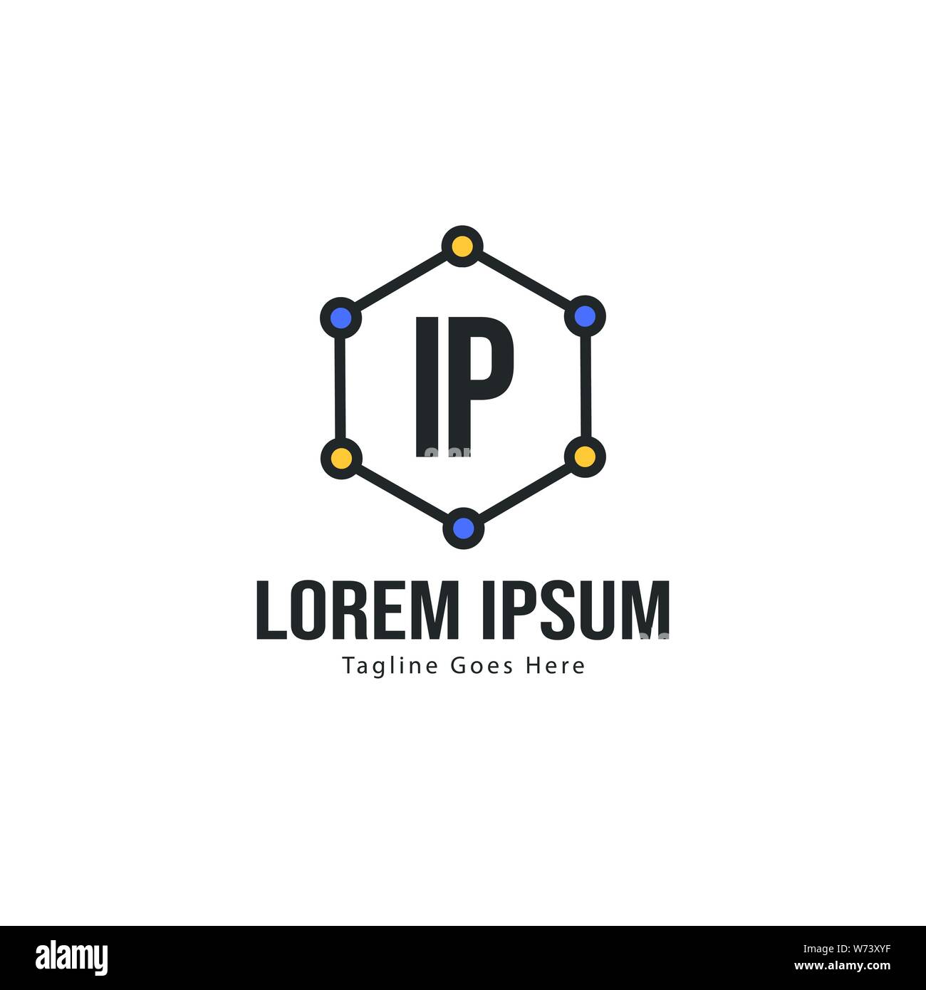 Initial IP logo template with modern frame. Minimalist IP letter logo ...