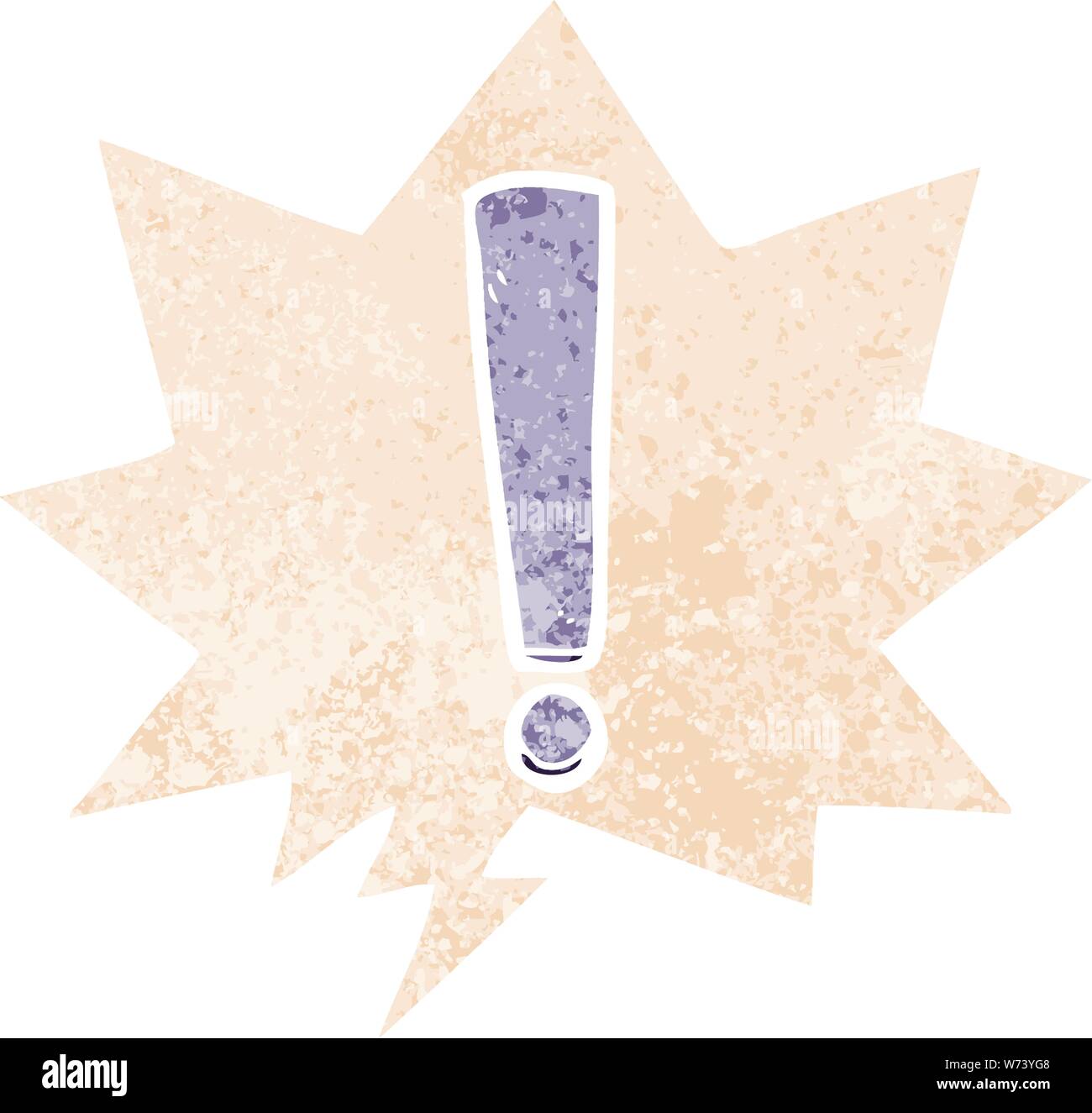 cartoon exclamation mark with speech bubble in grunge distressed retro ...