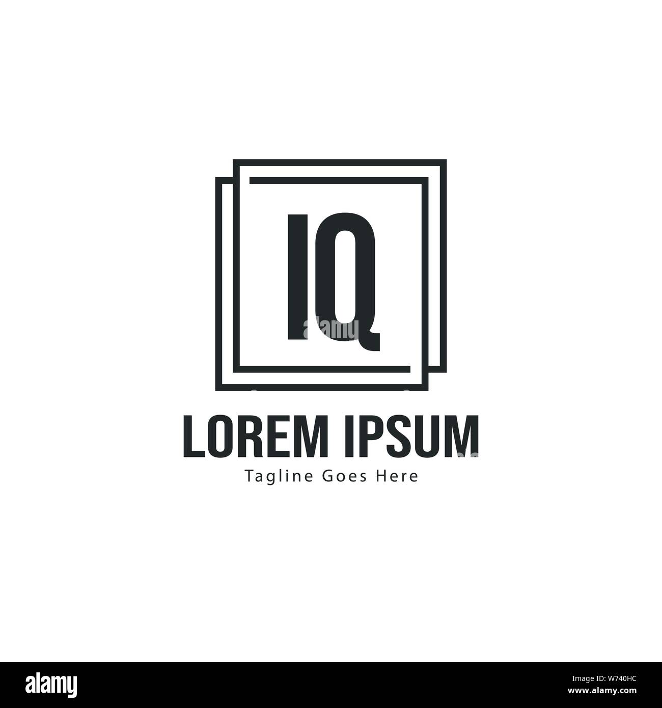 Initial IQ logo template with modern frame. Minimalist IQ letter logo ...