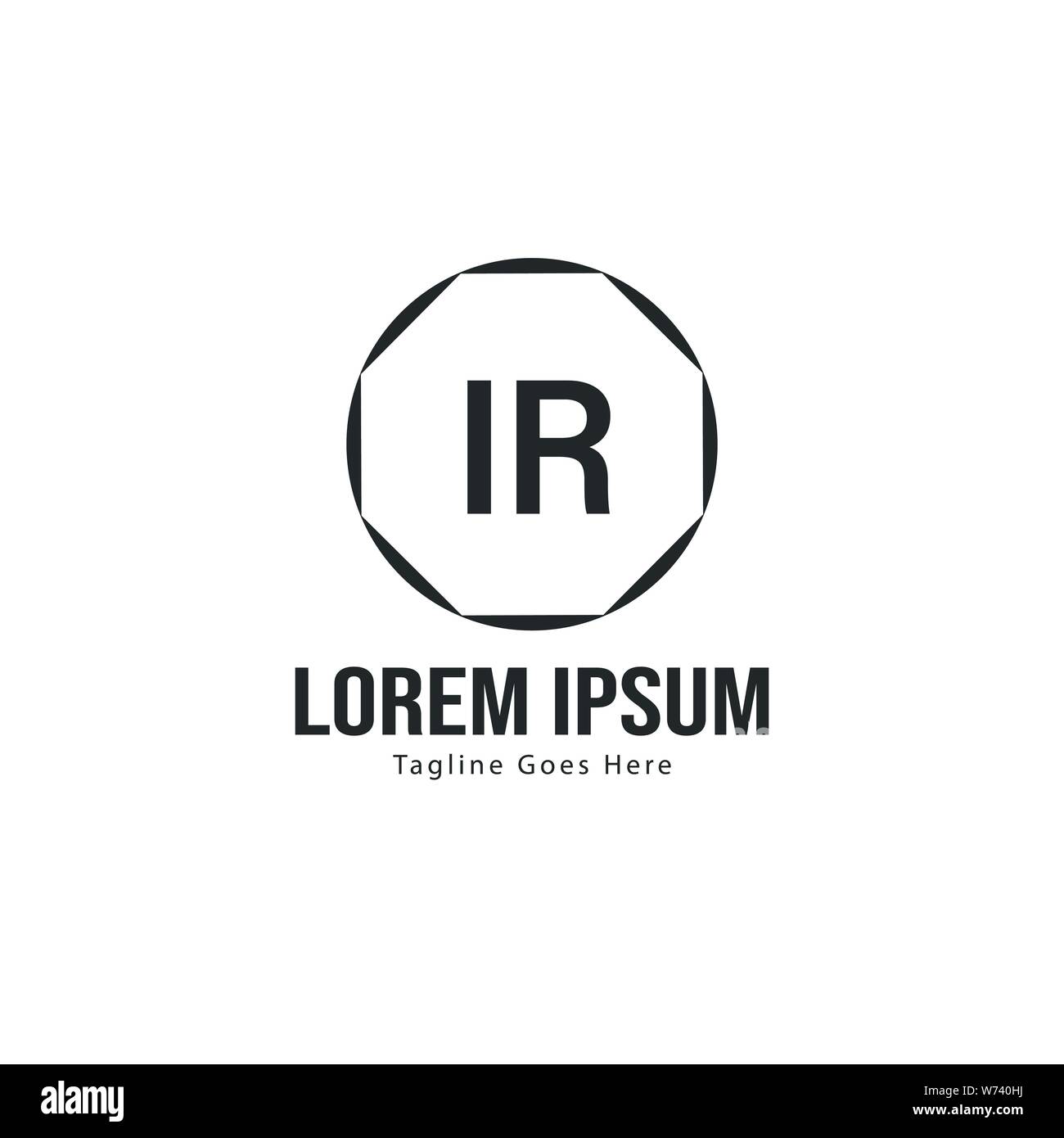 Initial IR logo template with modern frame. Minimalist IR letter logo ...