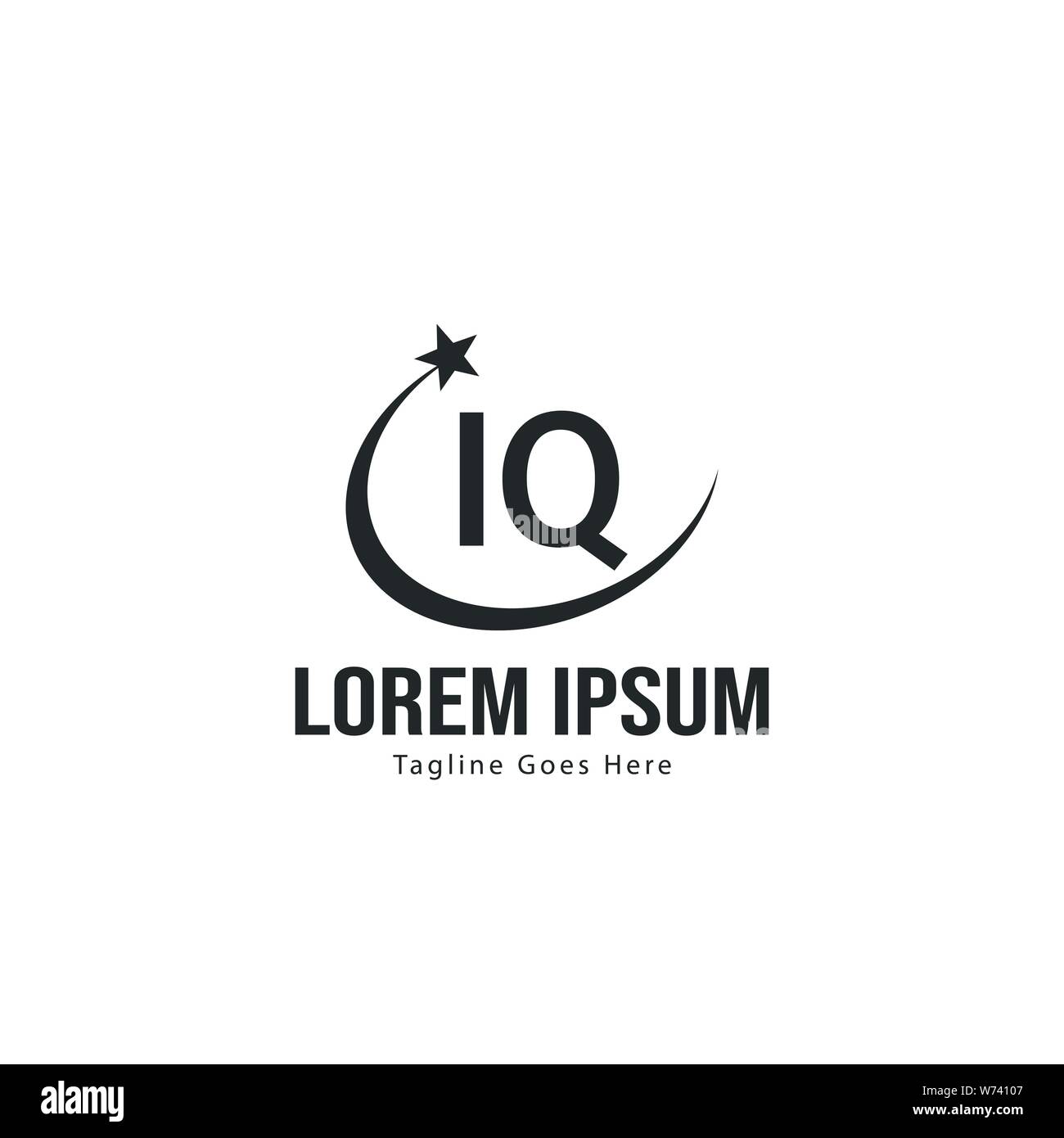 Initial IQ logo template with modern frame. Minimalist IQ letter logo ...