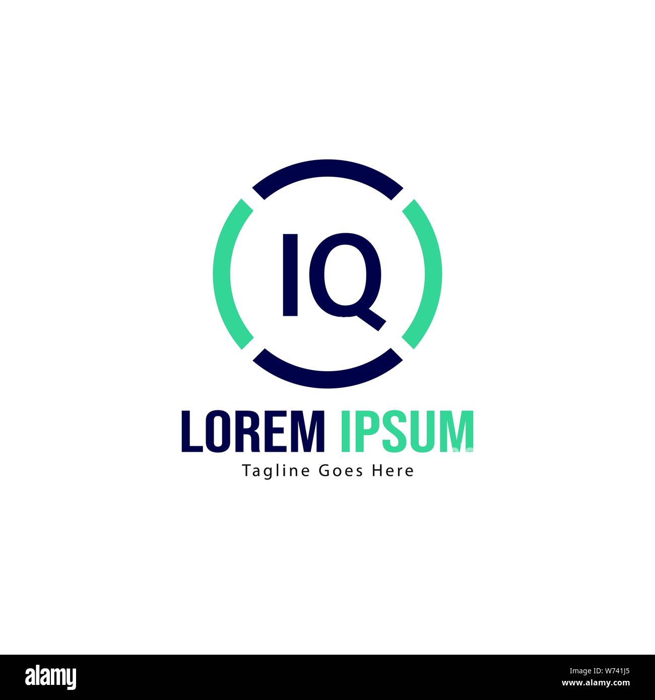 Initial IQ logo template with modern frame. Minimalist IQ letter logo ...