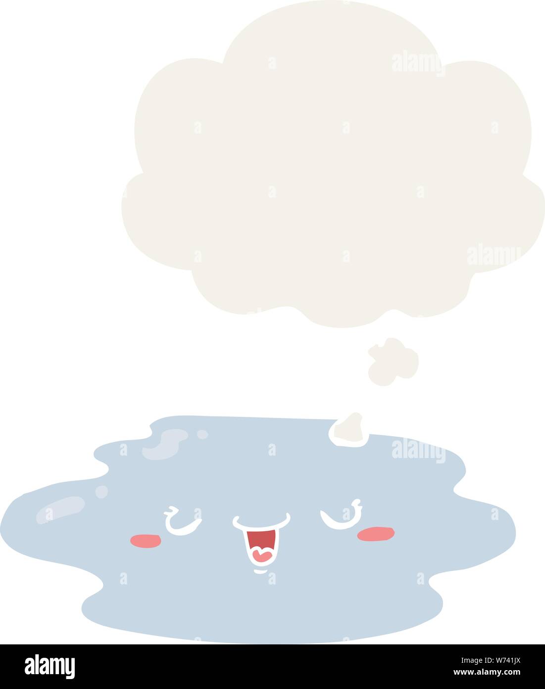 cartoon puddle with face with thought bubble in retro style Stock ...