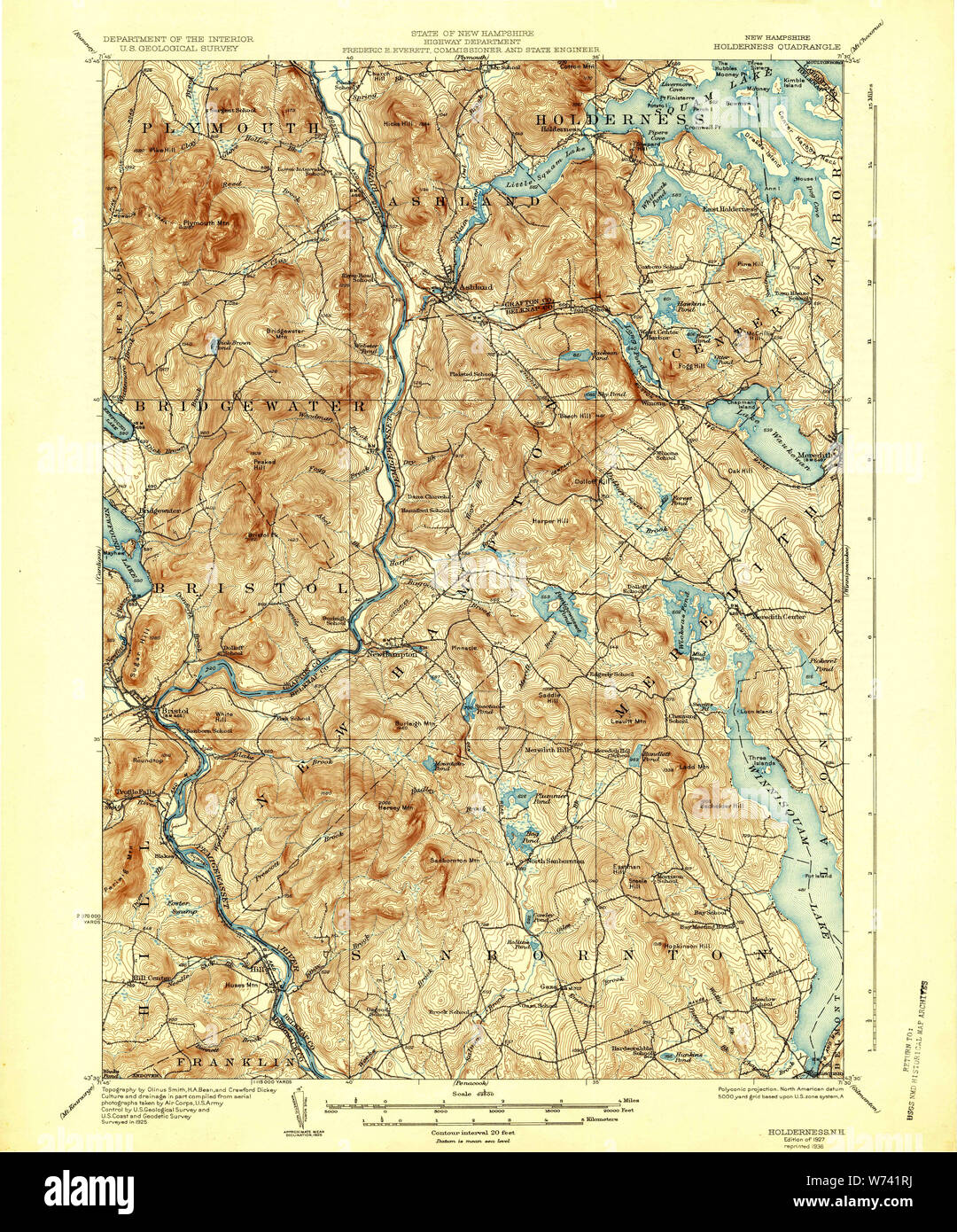 USGS TOPO Map New Hampshire NH Holderness 330087 1927 62500 Restoration ...