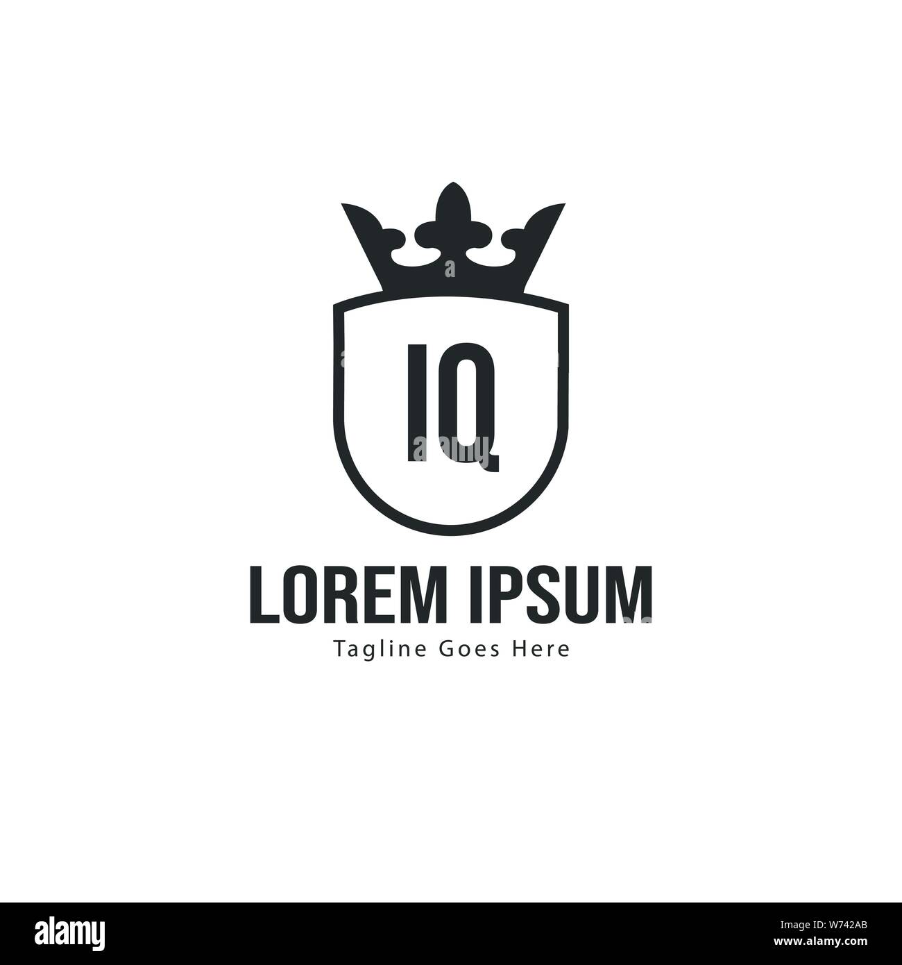 Initial IQ logo template with modern frame. Minimalist IQ letter logo ...