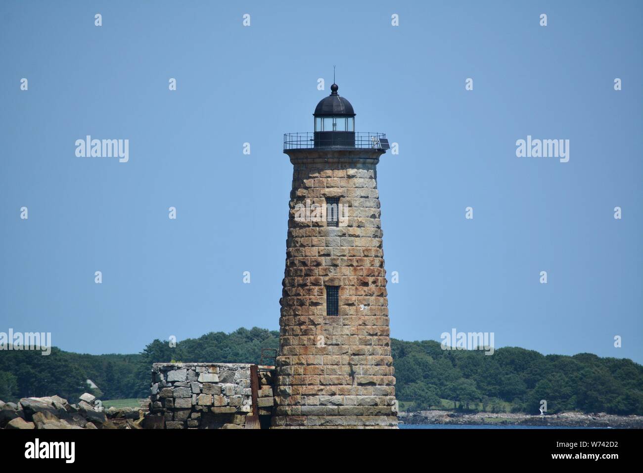 Whaleback Lighthouse in Portsmouth Harbor on the New Hampshire/Maine ...
