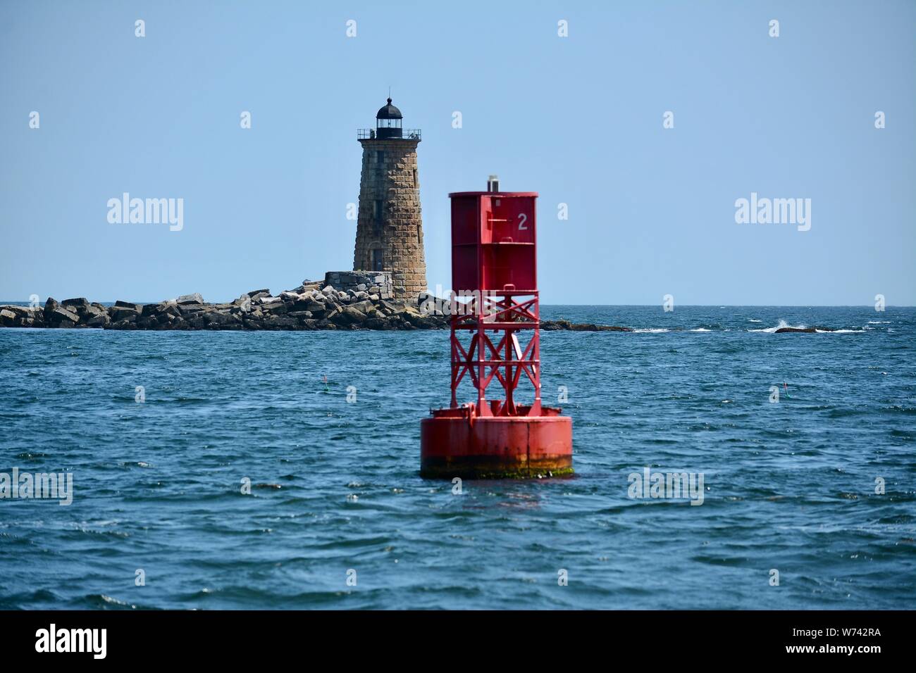 Whaleback Lighthouse in Portsmouth Harbor on the New Hampshire/Maine ...