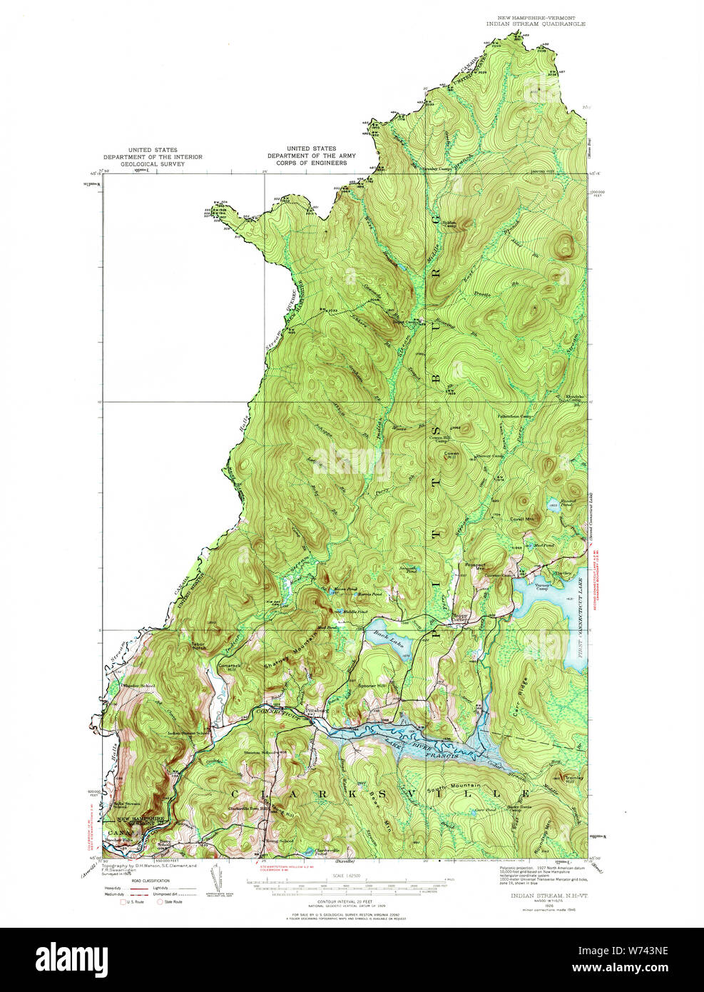 USGS TOPO Map New Hampshire NH Indian Stream 330097 1926 62500 ...