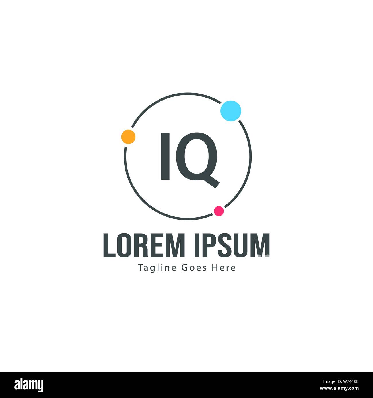 Initial IQ logo template with modern frame. Minimalist IQ letter logo ...