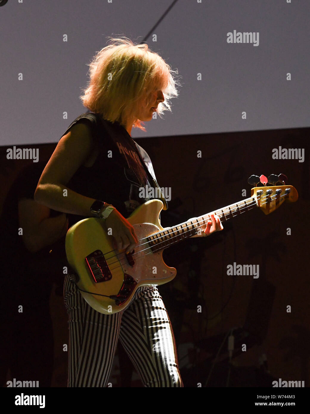 Long Beach, California, USA. 3rd Aug 2019. Sarah Barthel of Phantogram ...