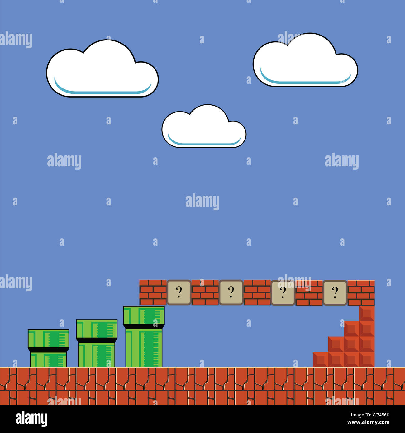 Old Game Background. Classic Retro Arcade Design. Pixel Video Game ...