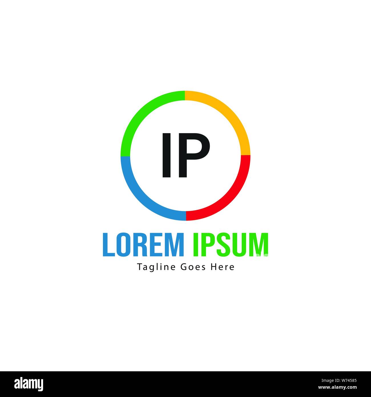 Initial IP logo template with modern frame. Minimalist IP letter logo ...