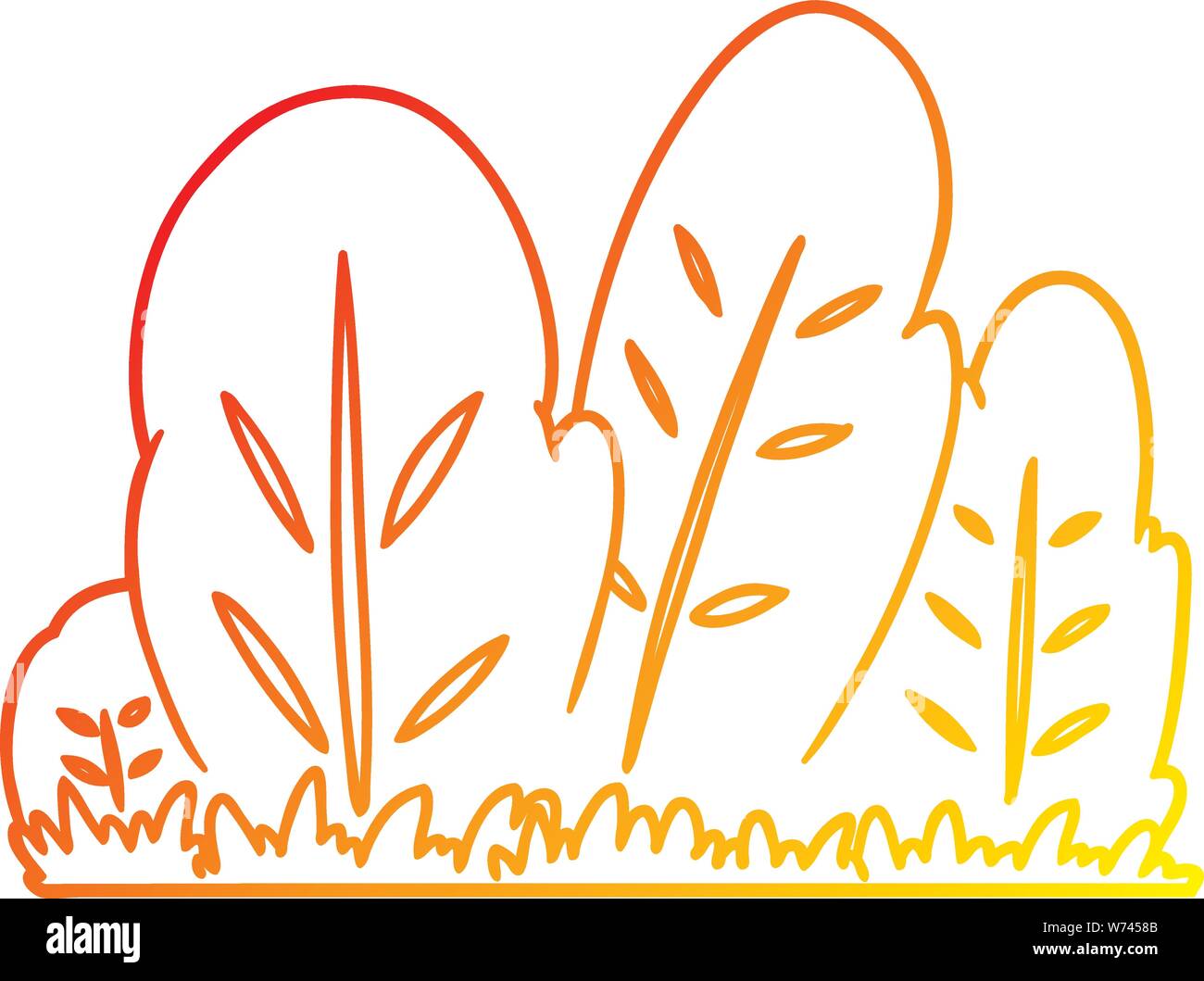 warm gradient line drawing of a cartoon hedge Stock Vector Image & Art ...