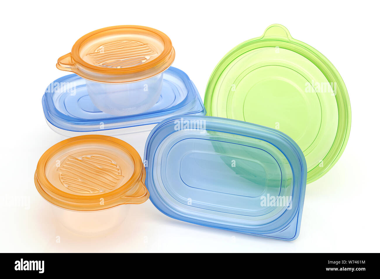 Stack of food plastic containers isolated on white background Stock ...