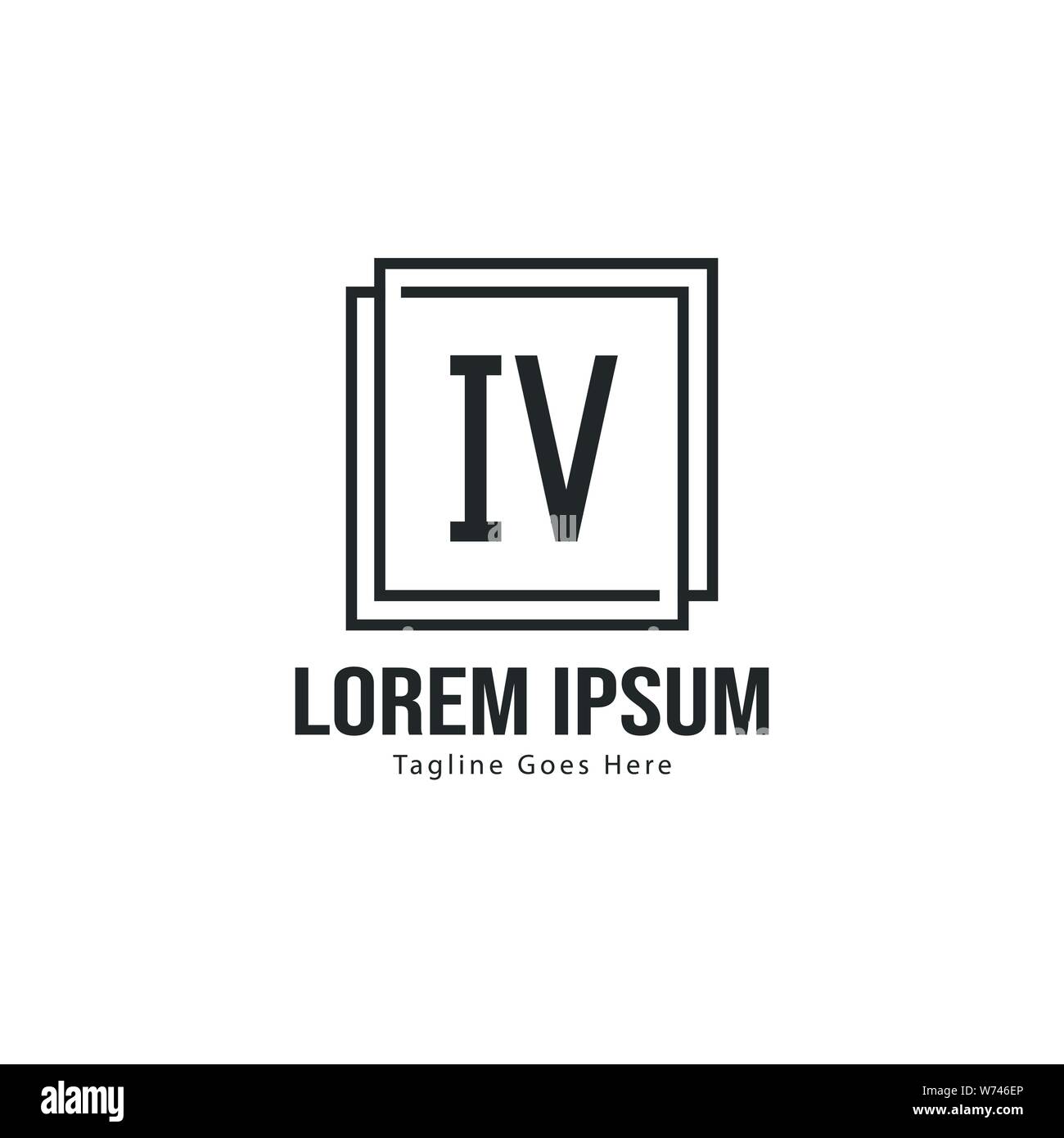 Initial IV logo template with modern frame. Minimalist IV letter logo ...