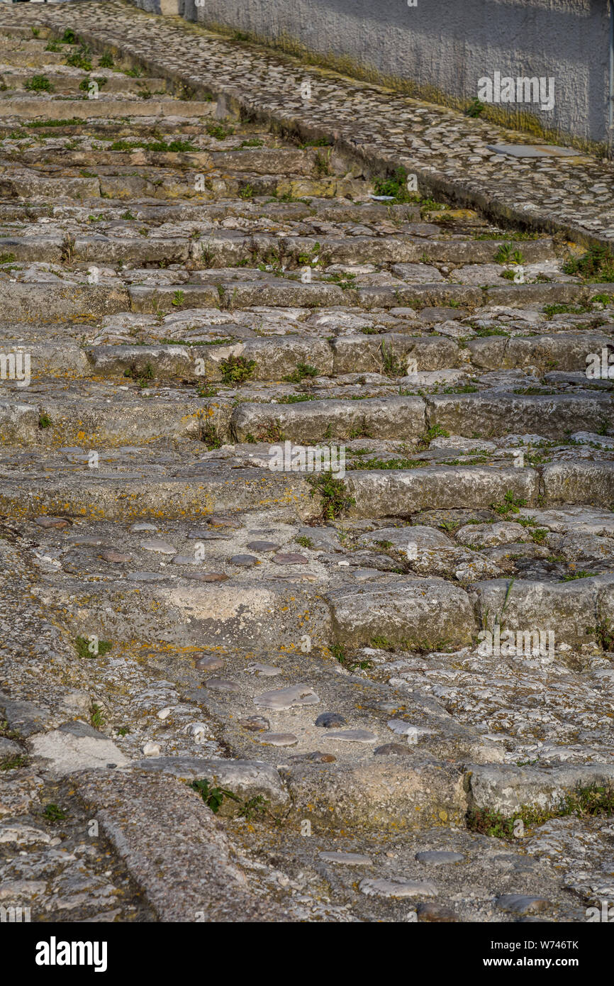 Detail of the historic pavement structure on the street in the center ...