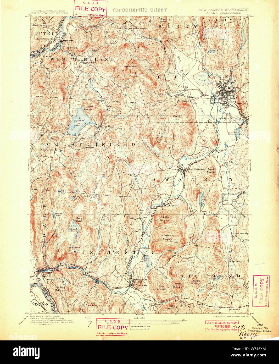 Map of keene new hampshire hi-res stock photography and images - Alamy