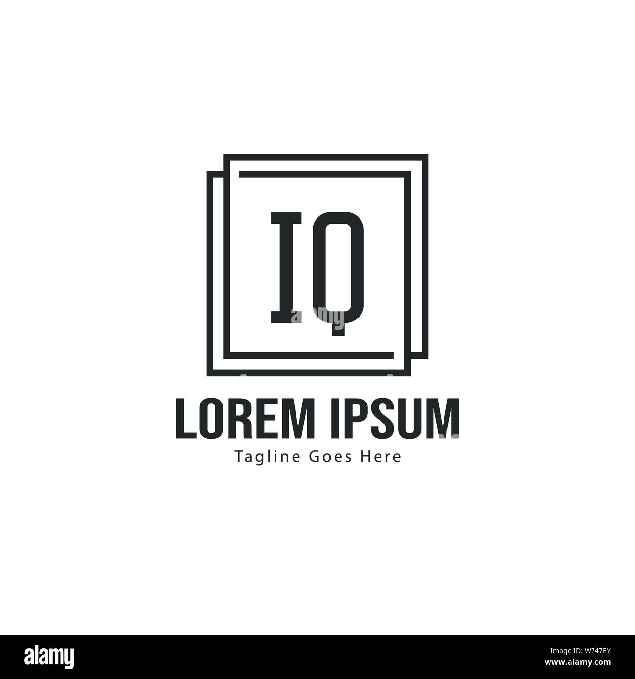 Initial IQ logo template with modern frame. Minimalist IQ letter logo ...