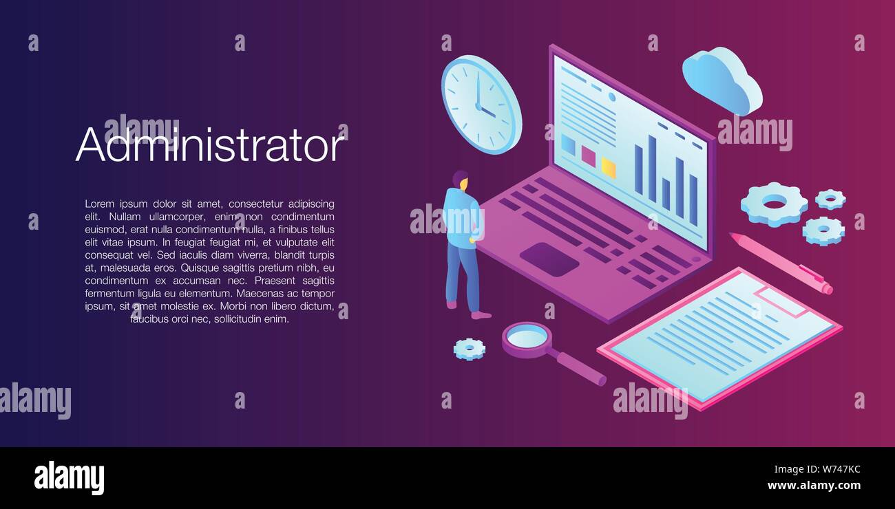 Network administrator concept banner, isometric style Stock Vector ...