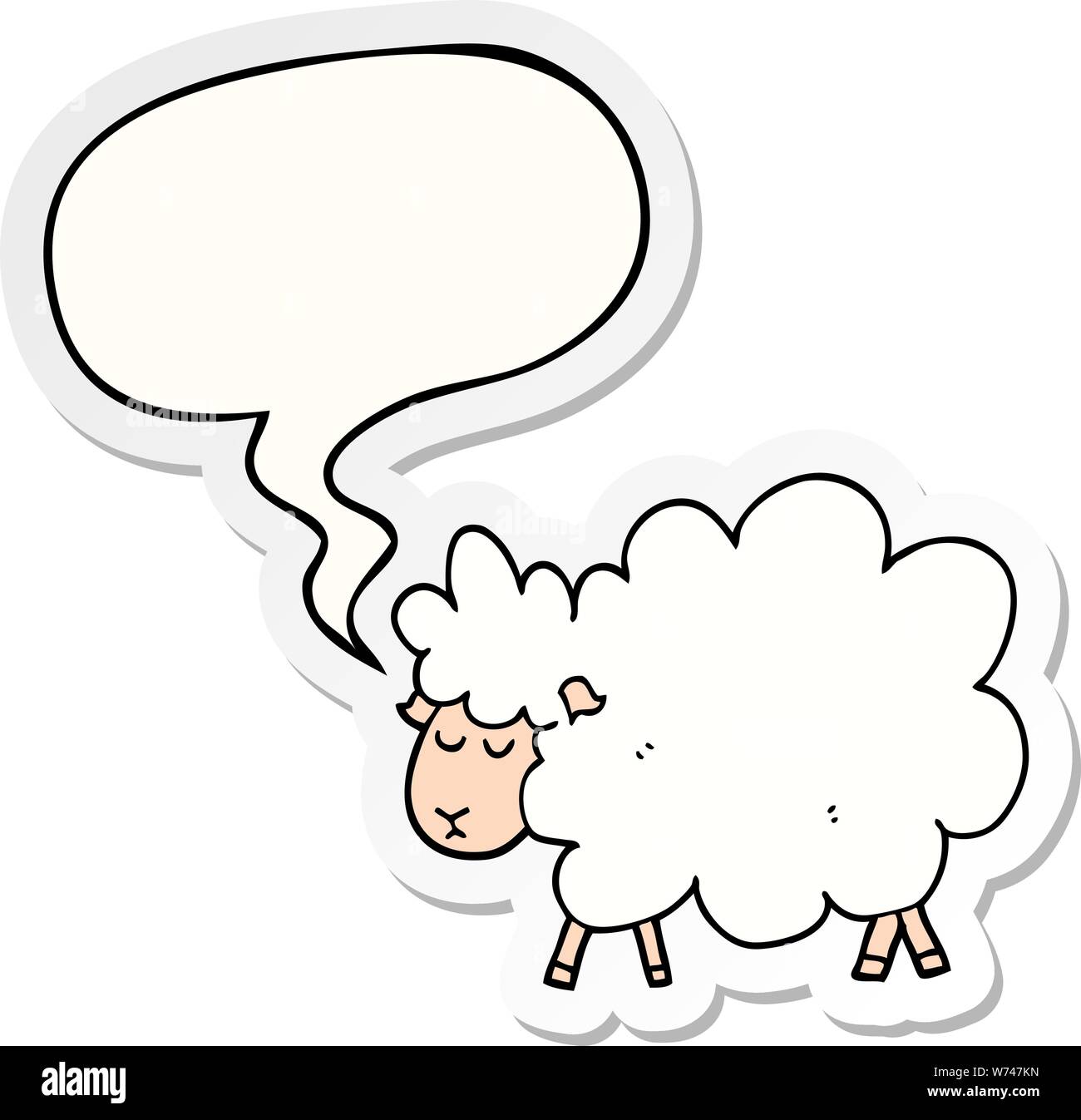 cartoon sheep with speech bubble sticker Stock Vector Image & Art - Alamy
