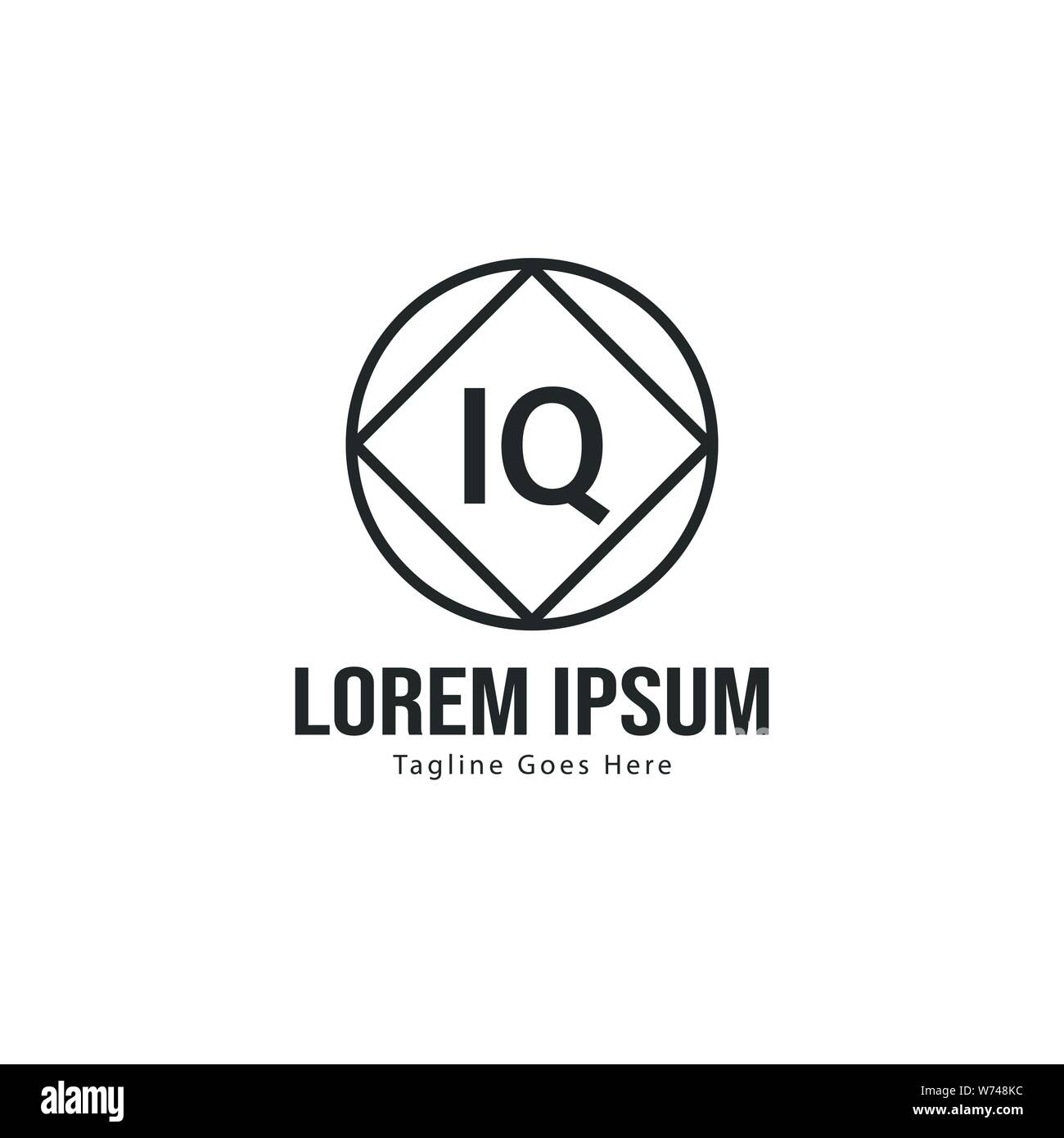Initial IQ logo template with modern frame. Minimalist IQ letter logo ...