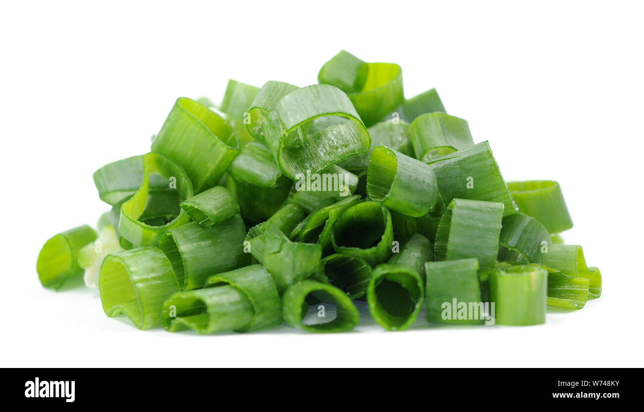 sliced fresh onion leaf on white Stock Photo - Alamy