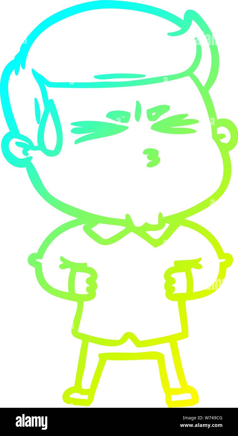 cold gradient line drawing of a cartoon man sweating Stock Vector Image ...