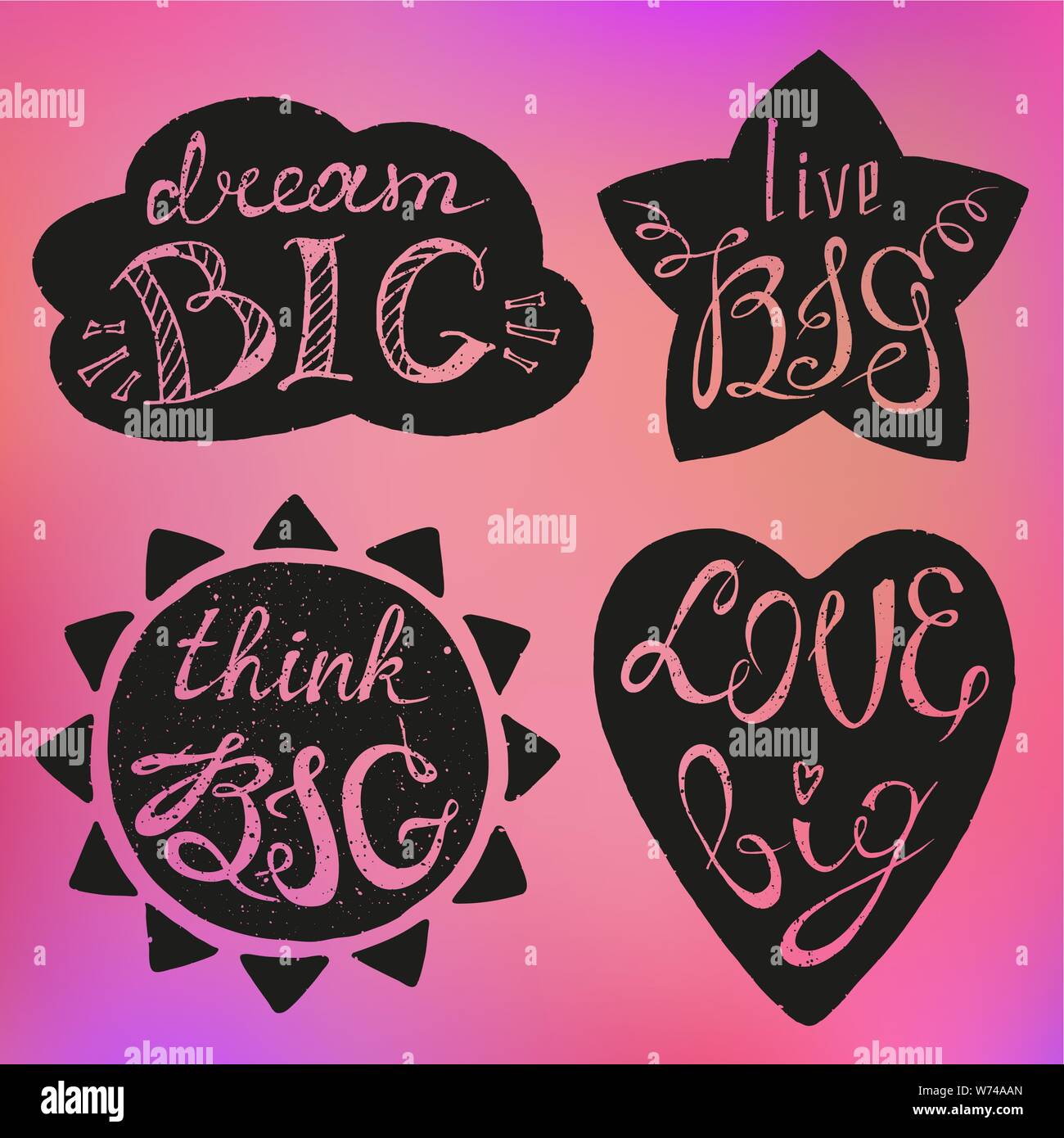 Set with hand drawn inspirational and motivating phrase, quote ...