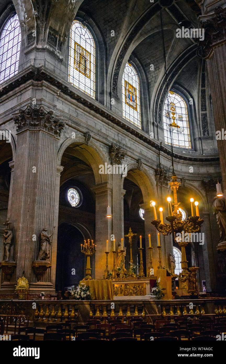 Paris, France - cathedral interior view. Paris, France, October, 04 ...