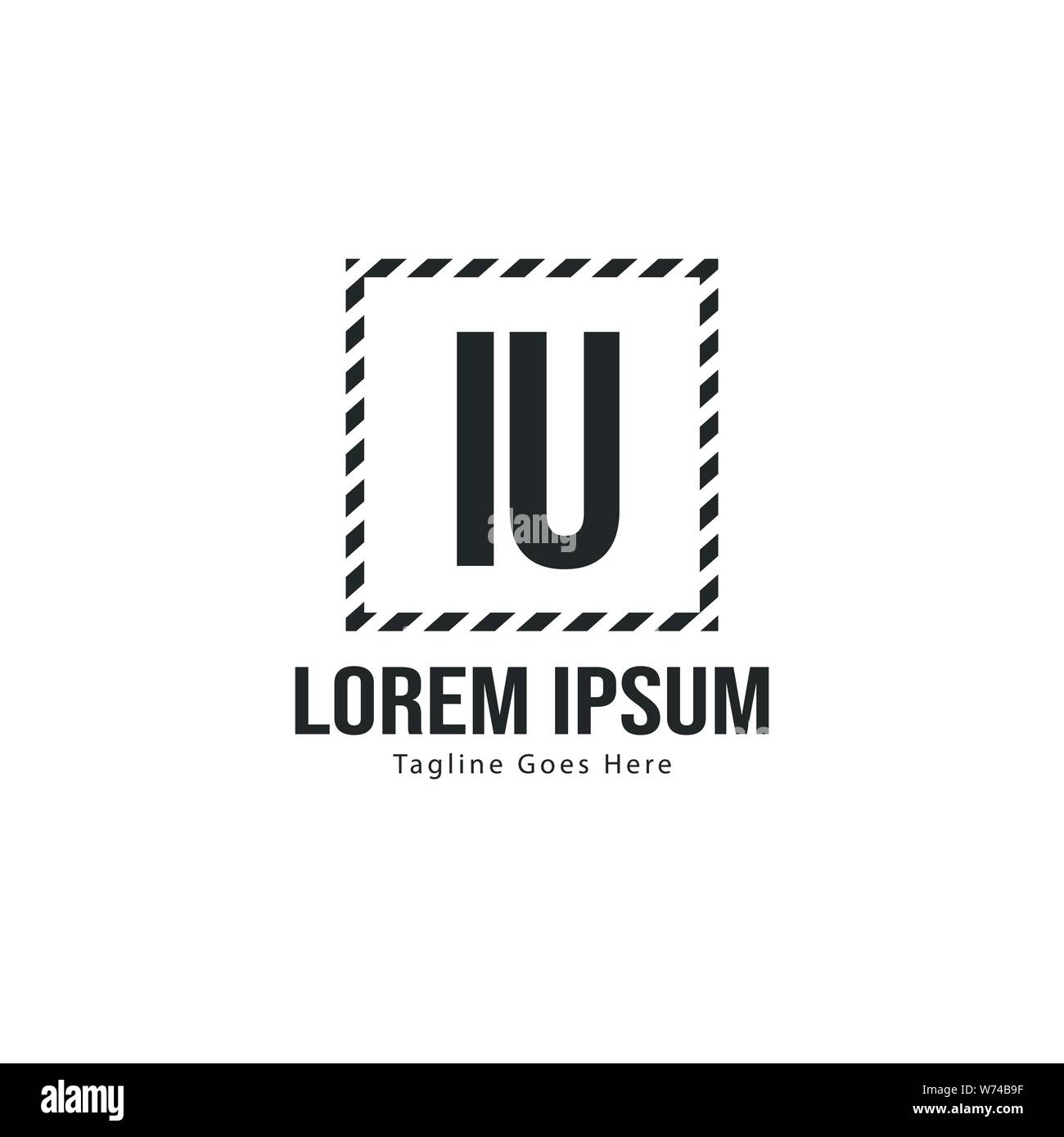 Initial IU logo template with modern frame. Minimalist IU letter logo ...