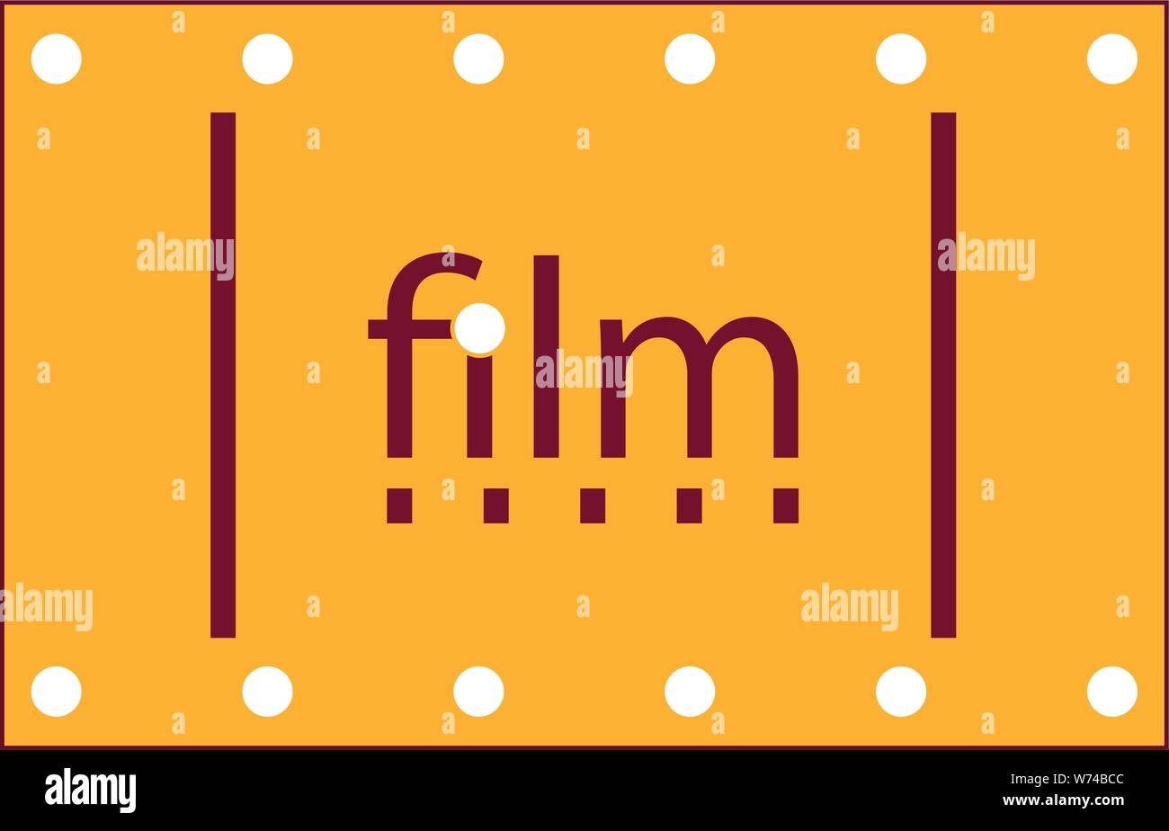 Film graphic/logo shaped like an old film strip with round holes along ...