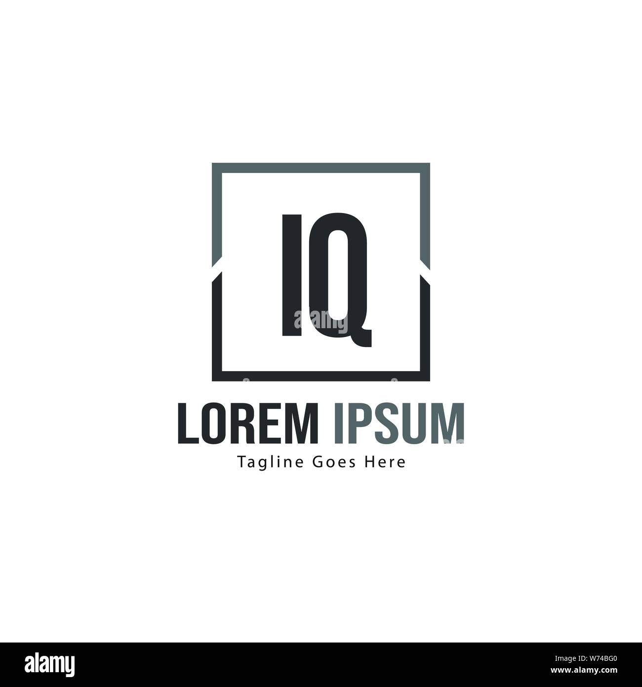 Initial IQ logo template with modern frame. Minimalist IQ letter logo ...