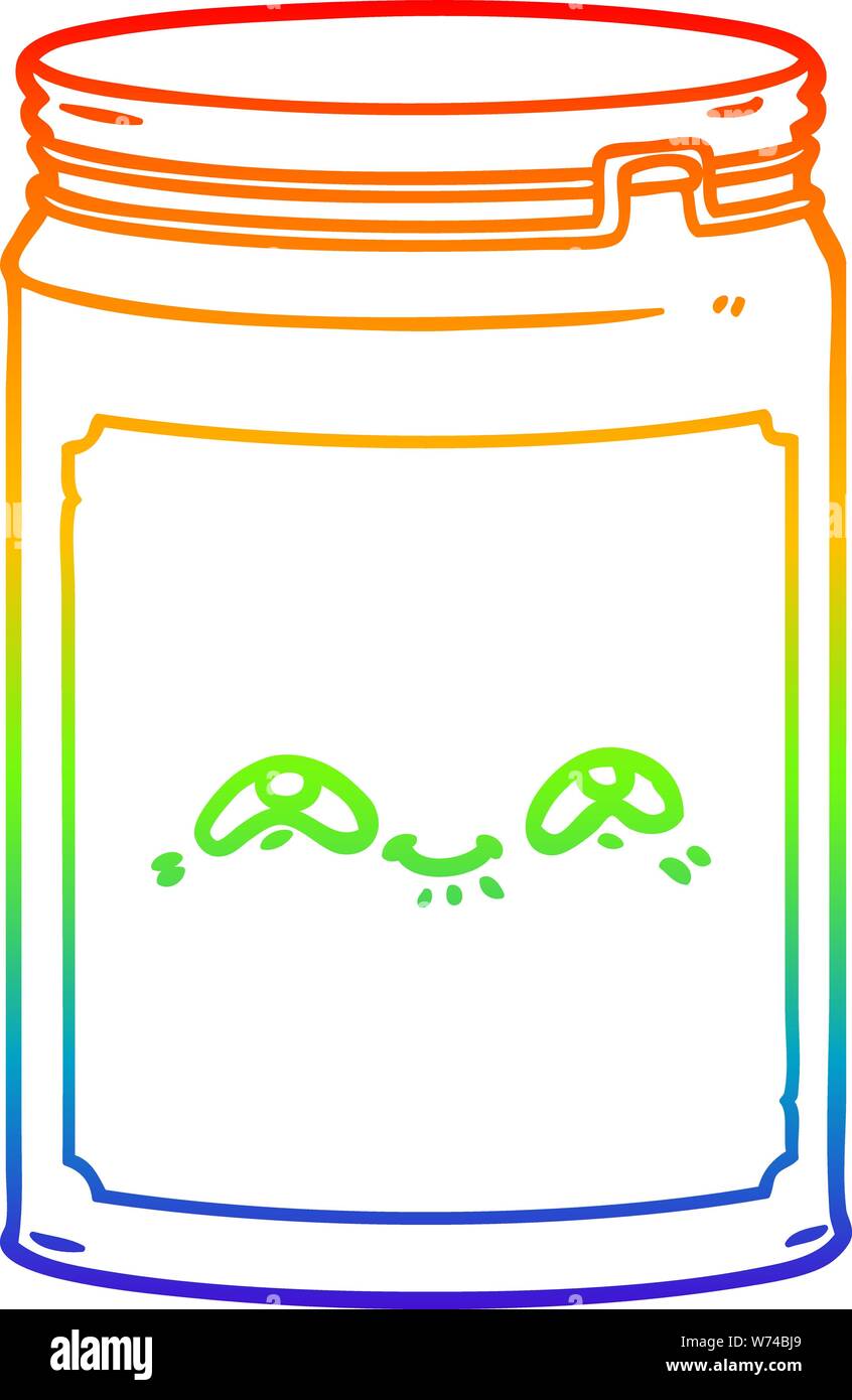 rainbow gradient line drawing of a cartoon glass jar Stock Vector Image ...
