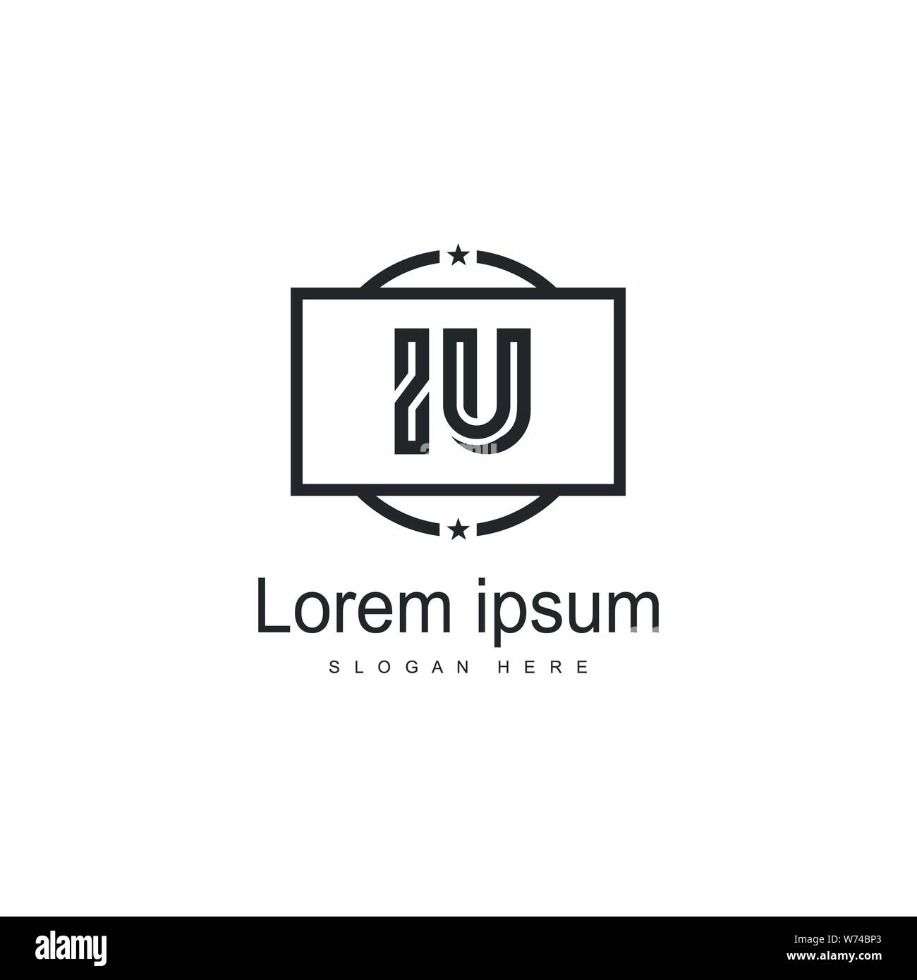 Initial IU logo template with modern frame. Minimalist IU letter logo ...