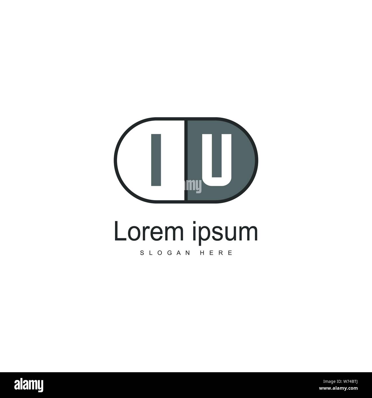 Initial IU logo template with modern frame. Minimalist IU letter logo ...
