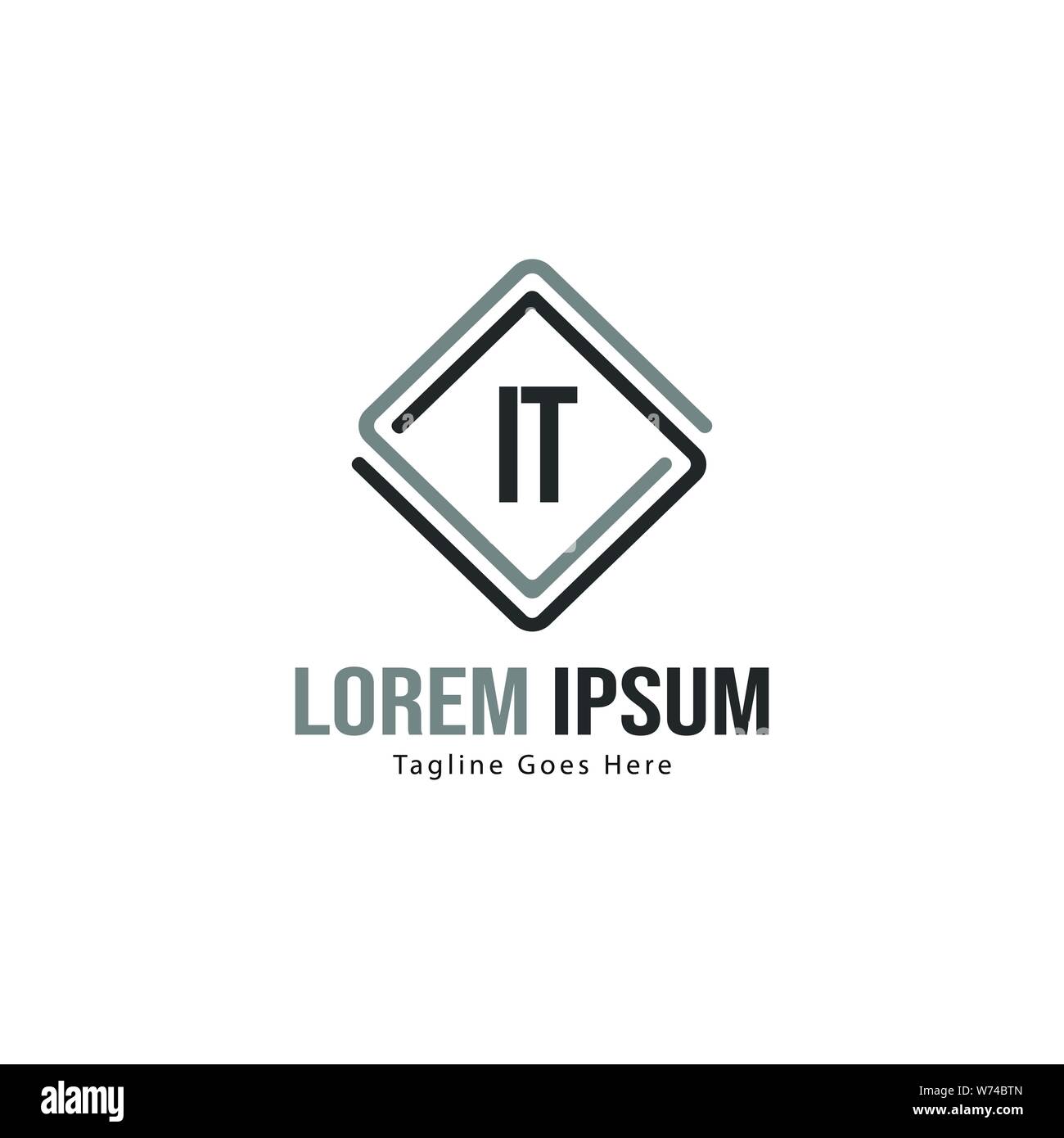 Initial IT logo template with modern frame. Minimalist IT letter logo ...