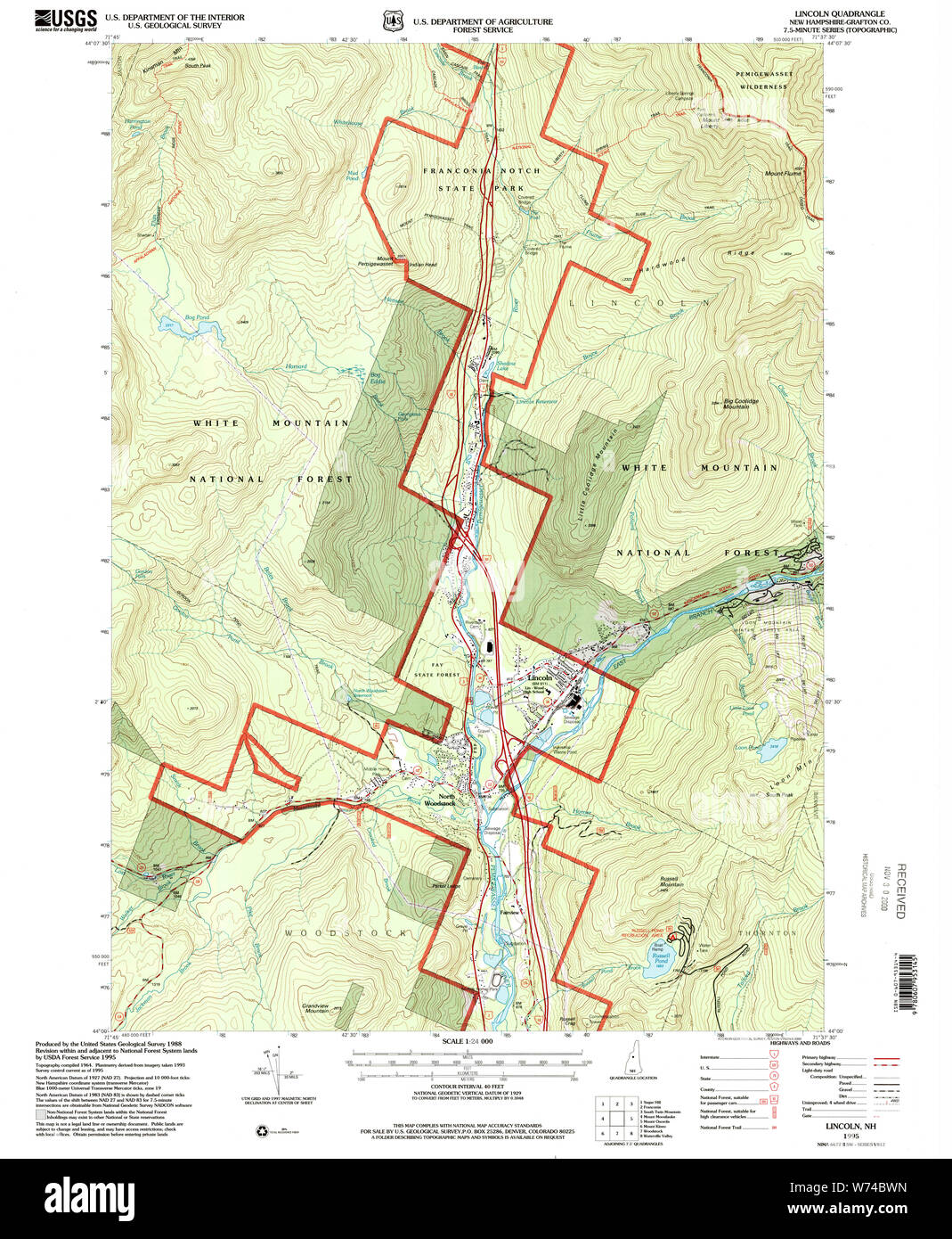 USGS TOPO Map New Hampshire NH Lincoln 329622 1995 24000 Restoration ...