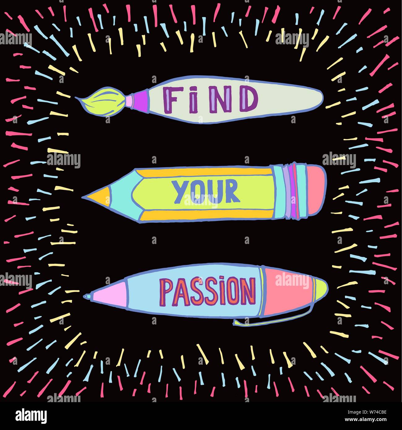Find your passion. Positive text. Hand drawn inspirational and ...